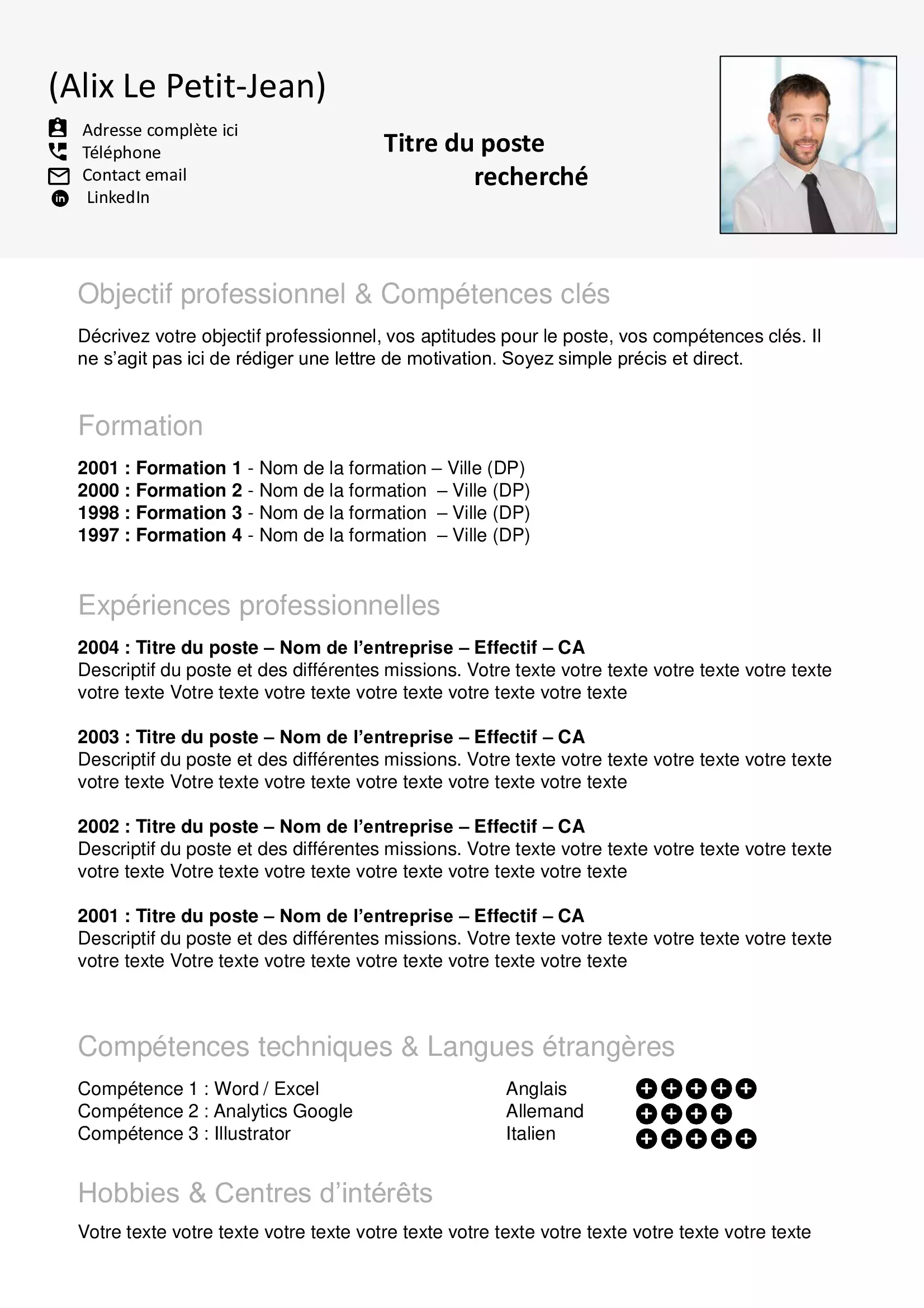 Modèle de CV Simple (basique) | Gratuit à Télécharger