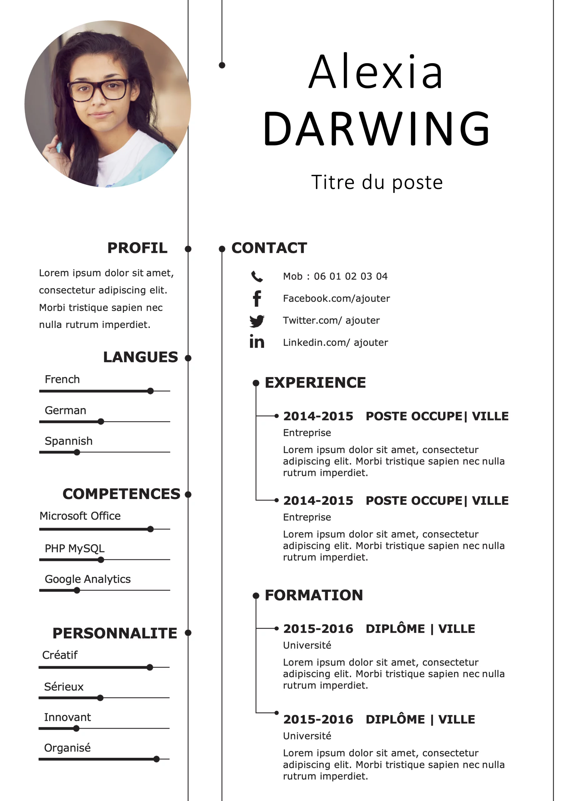 Modèle de CV Débutant | Gratuit à Télécharger