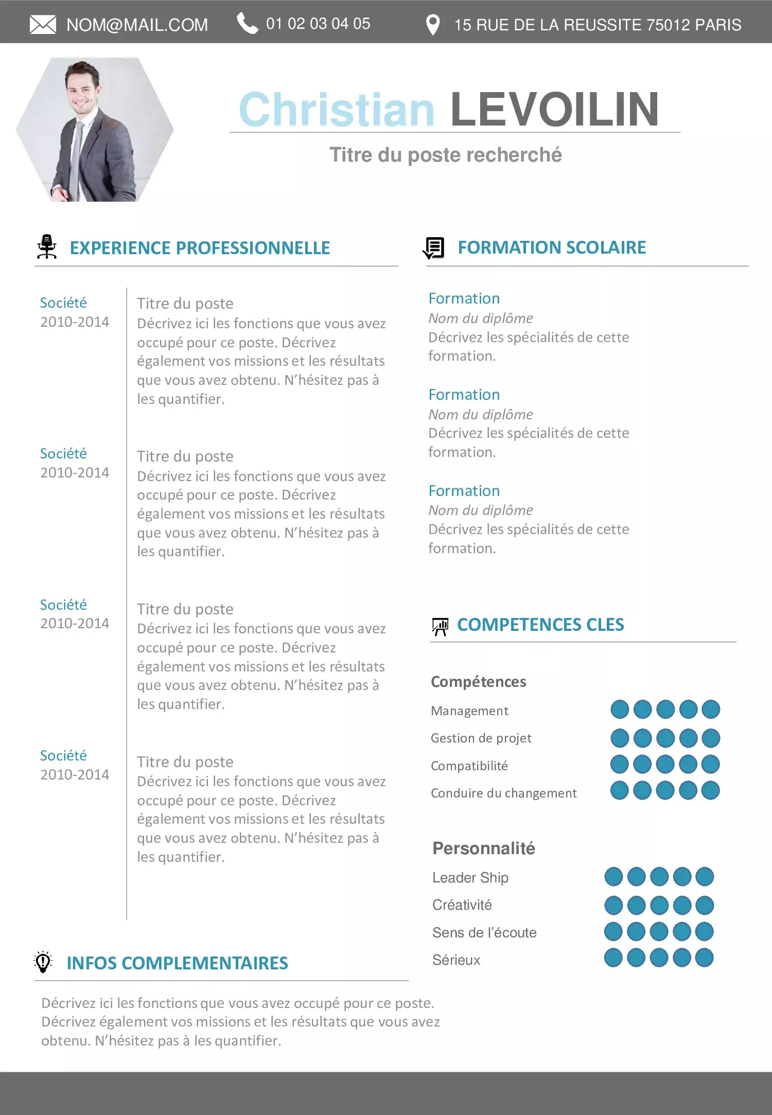 Modèle de CV Cadre Design | Gratuit à Télécharger