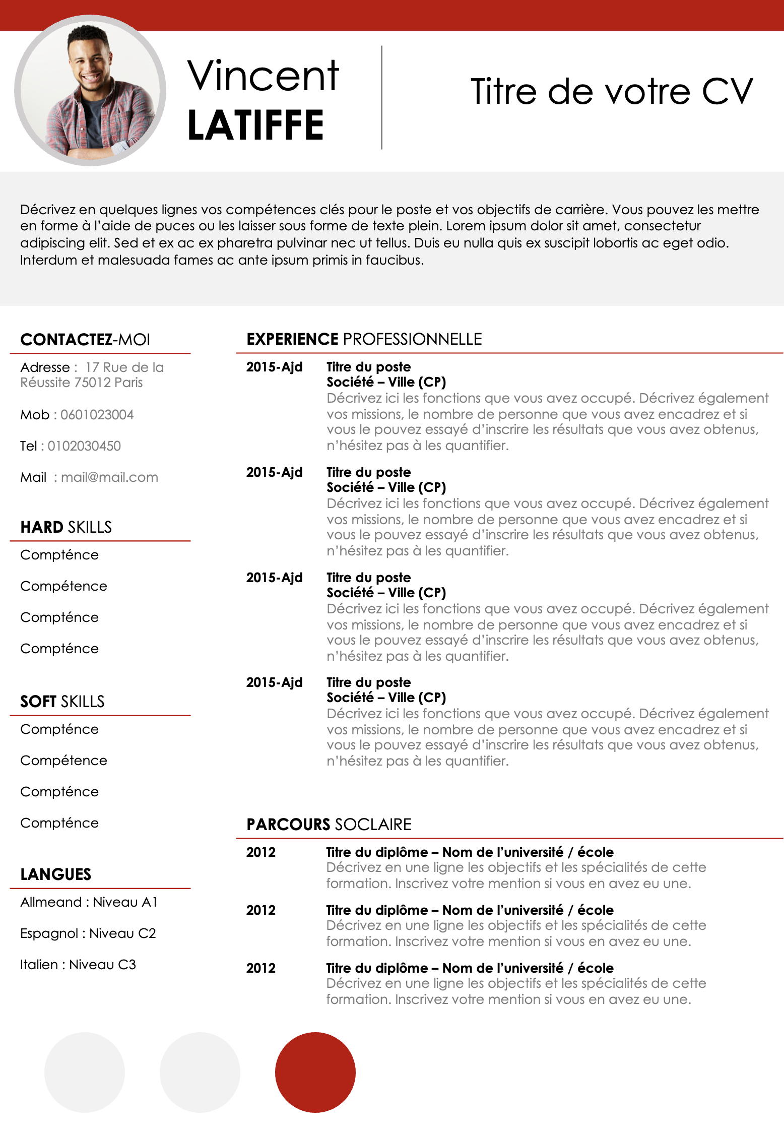Modèle de CV Français | Gratuit à Télécharger