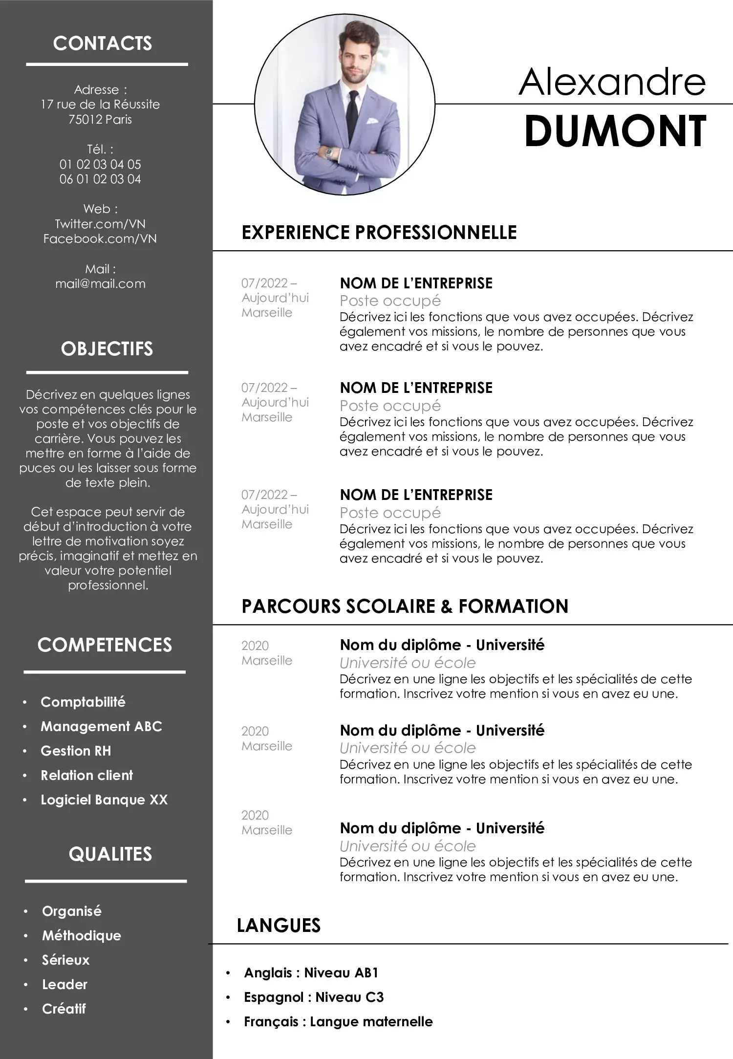 Modèle de CV Banque | Gratuit à Télécharger