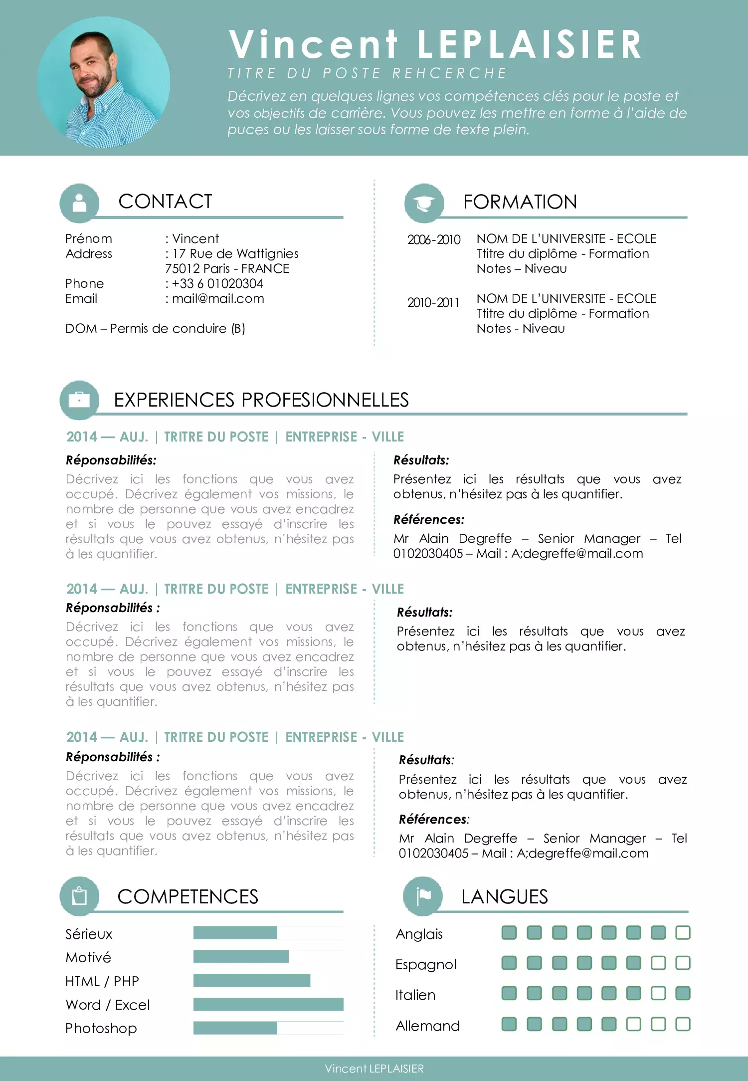 Modèle de CV Références | Gratuit à Télécharger