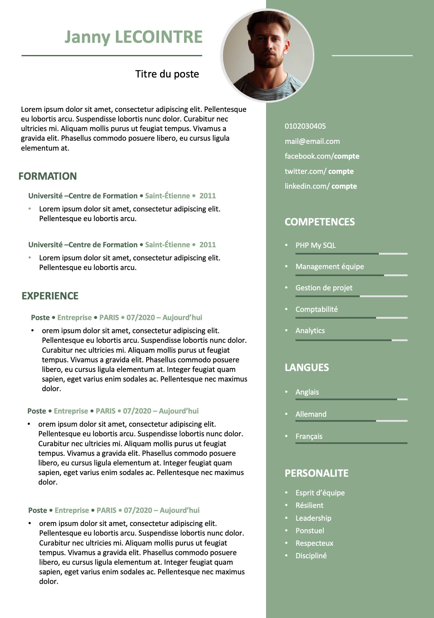 Modèle de CV Cambridge | Gratuit à Télécharger