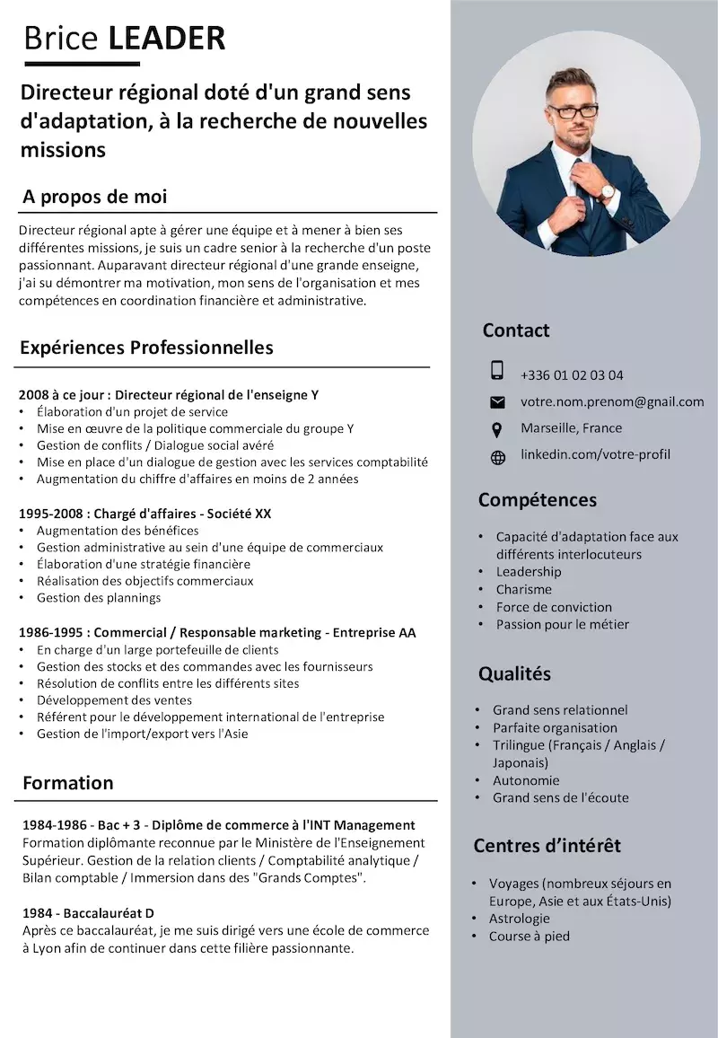 Exemple de CV : Cadre - Dirigeant [GRATUIT]