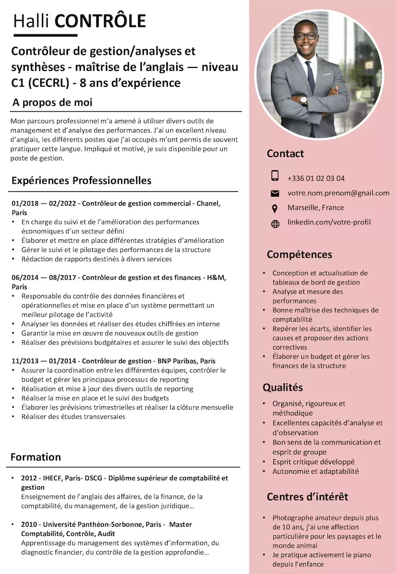 Exemple de CV : Contrôleur de Gestion [GRATUIT]