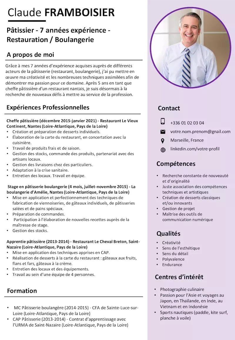 Exemple de CV : Pâtissier [GRATUIT]