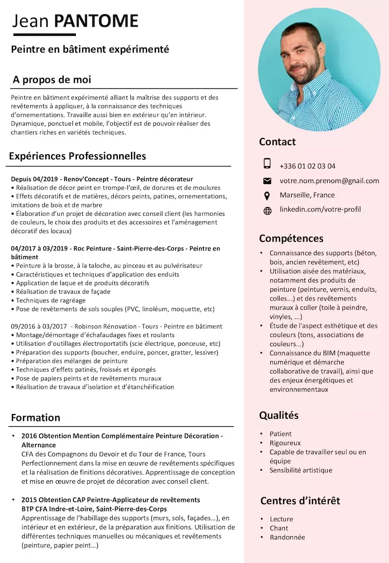 Exemple de CV : Peintre en bâtiment [GRATUIT]