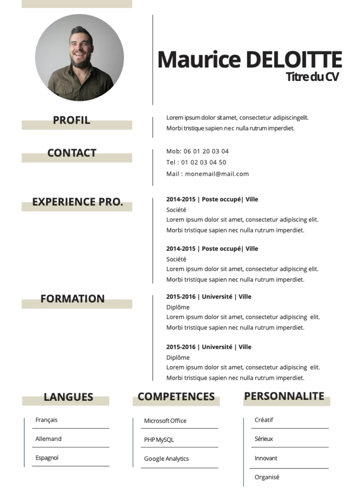 Modèle de CV France | Gratuit à Télécharger