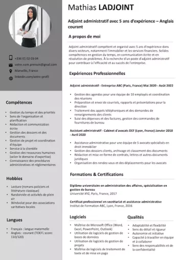 Exemple de CV : Adjoint Administratif [GRATUIT]