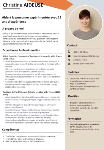 Exemple de CV : Aide à la personne [GRATUIT]
