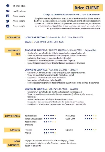 Exemple de CV : Chargé de Clientèle [GRATUIT]
