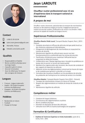 Exemple de CV : Chauffeur Routier [GRATUIT]