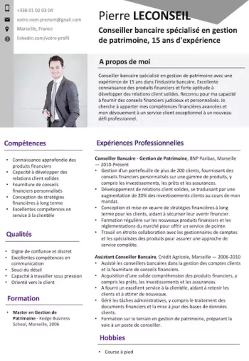 Exemple de CV : Conseiller Bancaire [GRATUIT]