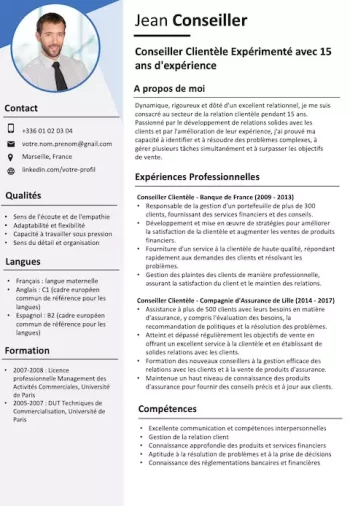 Exemple de CV : Conseiller Clientèle [GRATUIT]