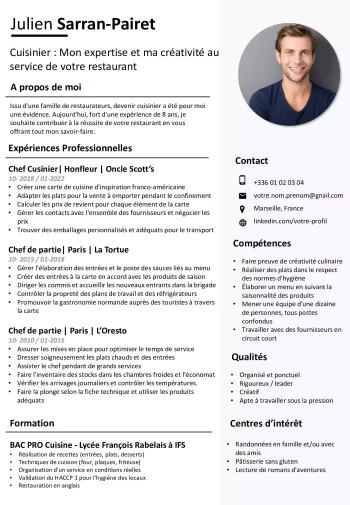 Exemple de CV : Cuisinier [GRATUIT]