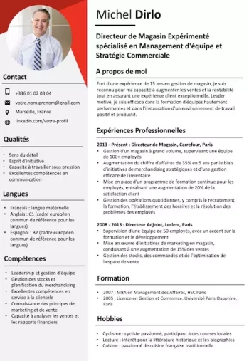 Exemple de CV : Directeur de magasin [GRATUIT]