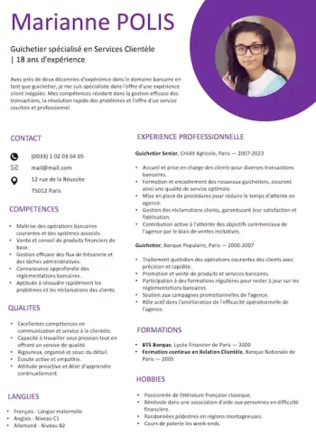 Exemple de CV : Guichetier [GRATUIT]