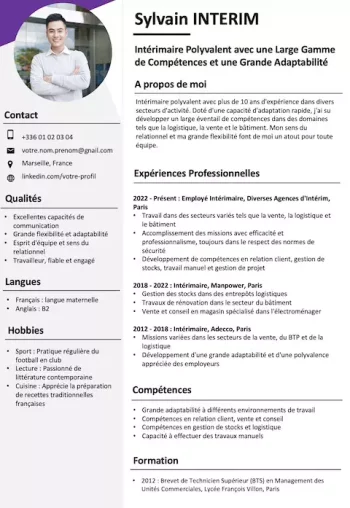 Exemple de CV : Intérim [GRATUIT]