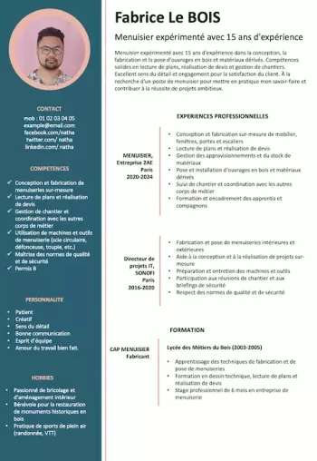 Exemple de CV : Menuisier [GRATUIT]