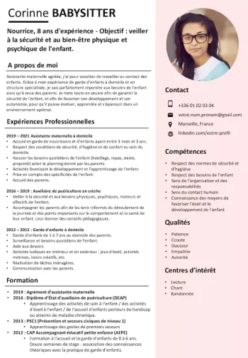 Exemple de CV : Assistante Maternelle [GRATUIT]