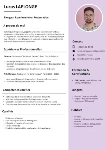 Exemple de CV : Plongeur [GRATUIT]