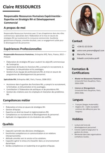 Exemple de CV : Responsable RH [GRATUIT]