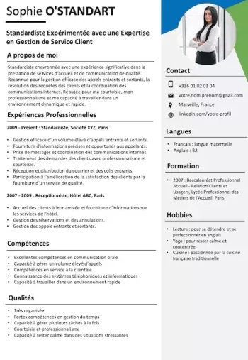 Exemple de CV : Standardiste [GRATUIT]