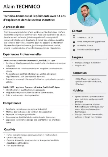 Exemple de CV : Technico-Commercial [GRATUIT]